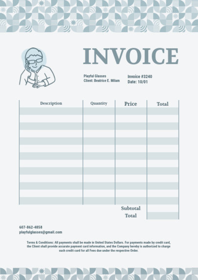 Placeit - Invoice Generator for a Glasses Store Payment