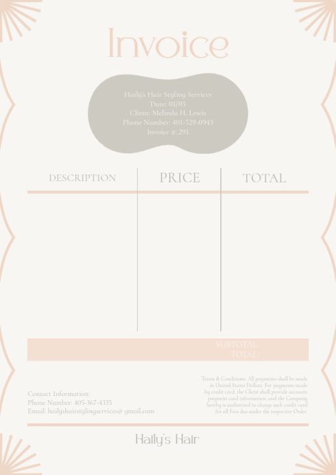 Placeit - Invoice Creator for a Hair Salon with a Minimalist Aesthetic