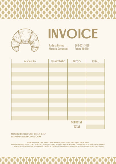 Placeit - Bakery-Themed Invoice Generator Featuring a Croissant Graphic