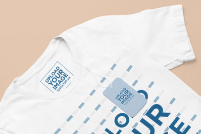 Placeit - Round-Neck T-Shirt Mockup Featuring a Paper Tag