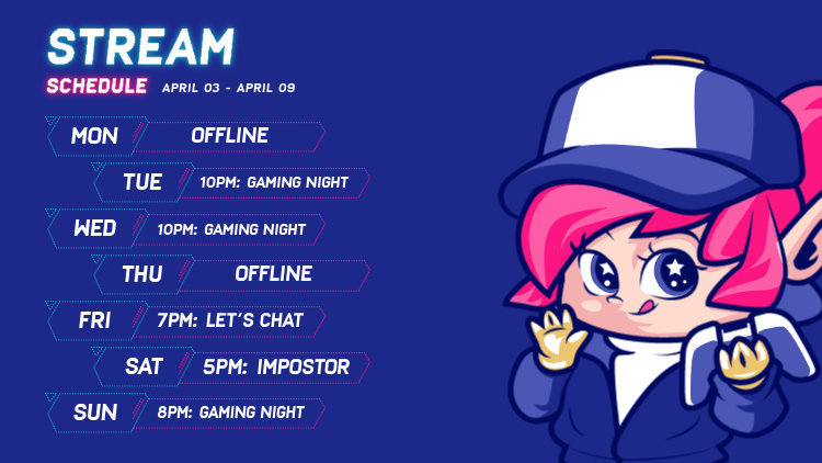 Placeit - Twitch Screen Template for a Streamer's Weekly Schedule