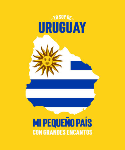 Placeit - T-Shirt Design Template Featuring an Uruguay Flag and a Quote