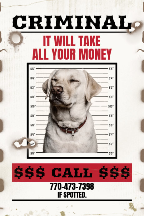 Placeit - Funny Wanted Poster Generator Featuring a Hilarious Dog Photo