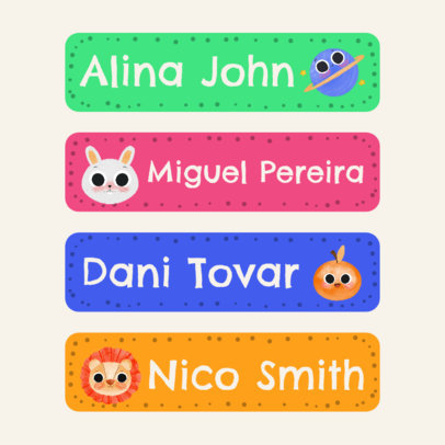 Placeit - Colorful Name Tag Template for Teachers Featuring Cute Graphics