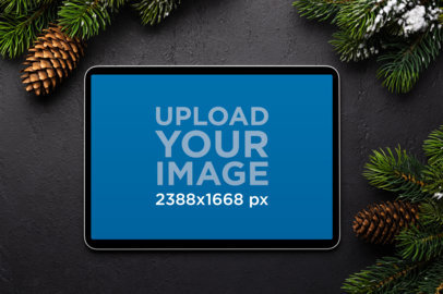 Placeit - Mockup of an iPad Placed on Black Surface Surrounded by ...