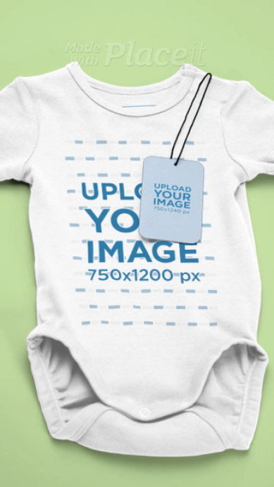 Placeit - Video of a Onesie With a Brand Tag and an Inside Clothing Label