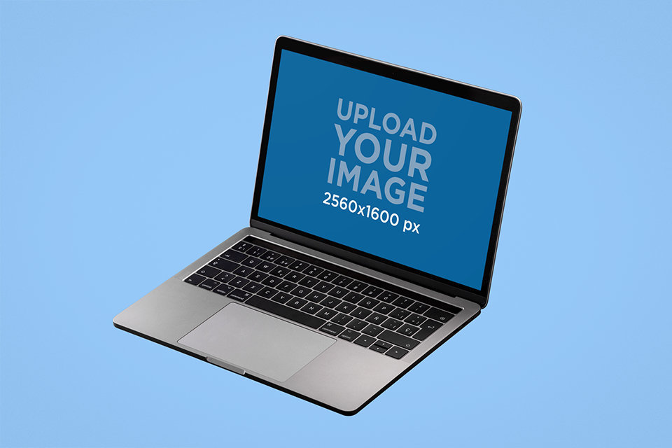 Placeit - Angled MacBook Mockup Over a Transparent Backdrop