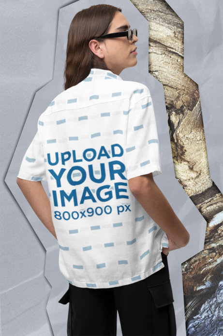 Placeit - Back-View Mockup of a Serious Man Wearing a Button-Up Shirt ...