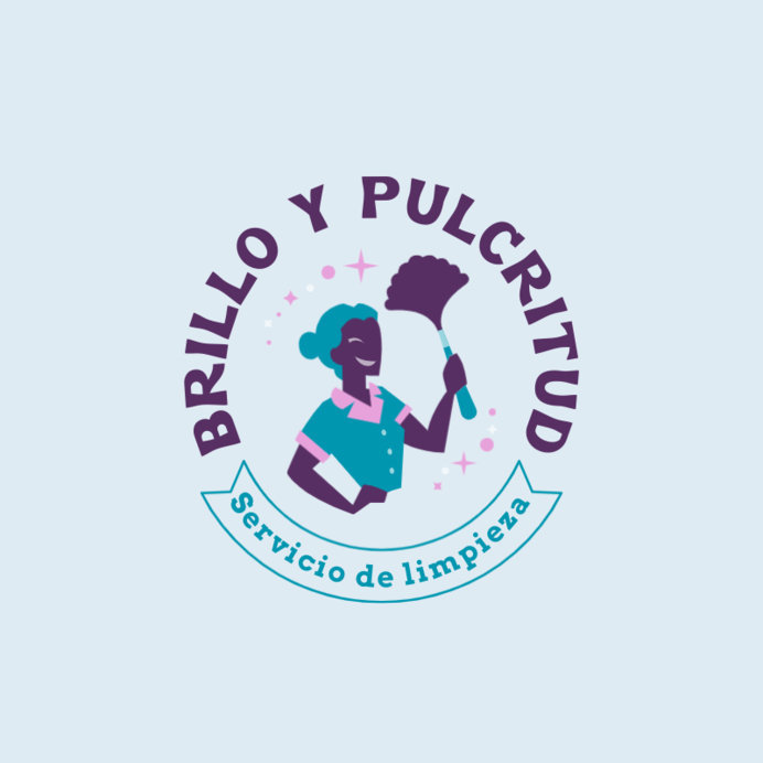 Placeit - Cleaning Service Logo Maker Featuring an Illustrated Housekeeper