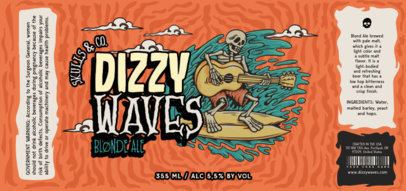 Placeit - Beer Label Design Creator Featuring a Surfing Skeleton with a ...