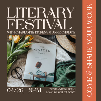 Placeit - Bookstore Instagram Post Template for a Literary Festival