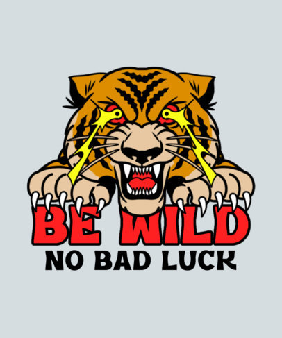 Placeit - T-Shirt Design Template Featuring a Fierce Tiger Illustration