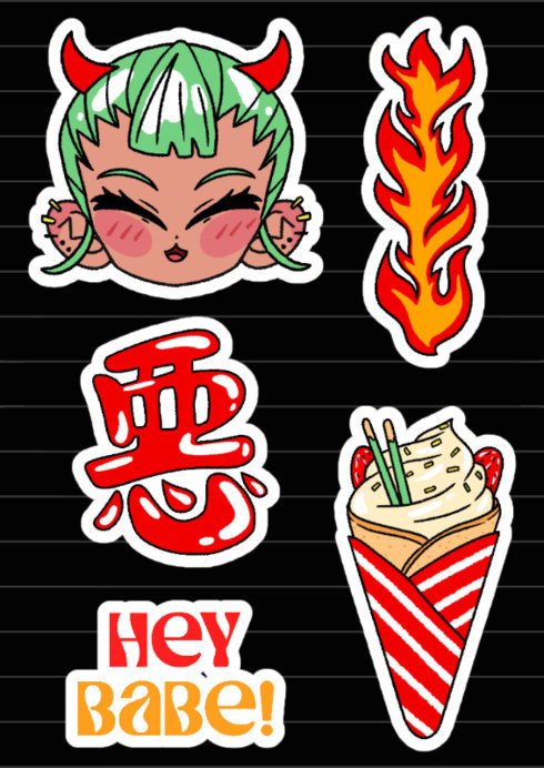 Placeit - Sticker Sheet Template Featuring Cool Graphics With a Y2K Theme