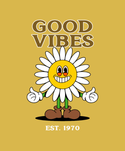 Placeit - T-Shirt Design Creator with a Retro Flower Character Illustration