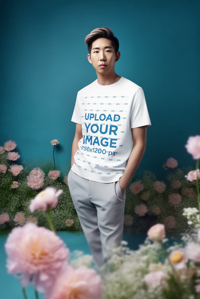 Placeit - AI-Generated Mockup of a Man Wearing a Round-Neck T-Shirt ...