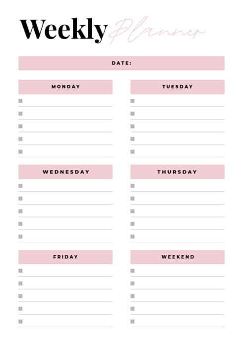 Placeit - Weekly Planner Design Maker Featuring a Minimalist Layout
