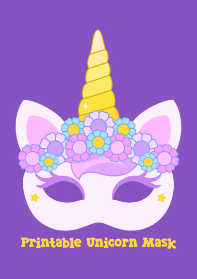 Placeit - Birthday Printable Mask Maker Featuring a Unicorn Layout