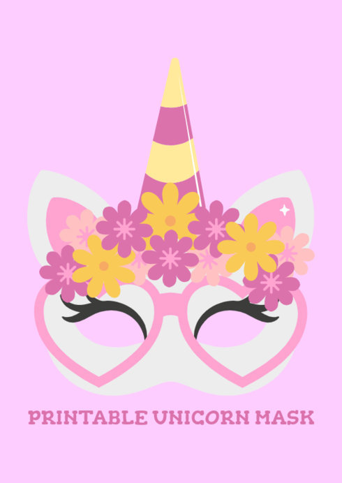 Placeit - Colorful Printable Mask Creator Featuring a Unicorn Graphic