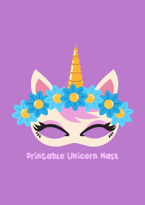 Placeit - Printable Mask Creator for a Girl's Bday Featuring a Unicorn ...