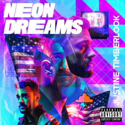 Placeit - Kitsch Collage Album Cover Maker Inspired by Justin Timberlake