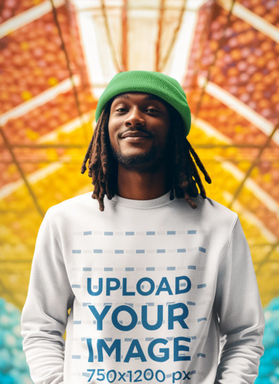 Placeit - Round-Neck Sweatshirt Mockup of an AI-Generated Man Inspired ...