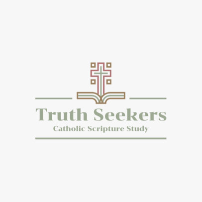 Placeit - Catholic Bible Study Club Logo Creator Featuring a Cross Icon