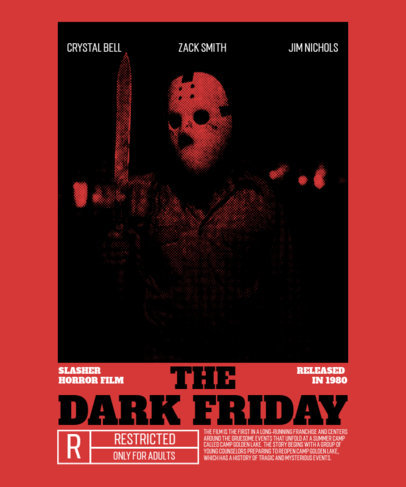 Placeit - T-Shirt Design Template with a Creepy Masked Horror Character