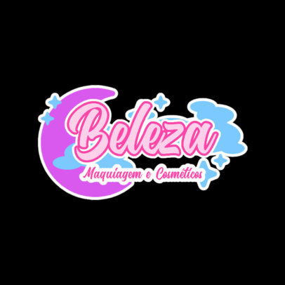 Placeit - Retro Logo Generator with an Illustrated Moon for a Makeup Store