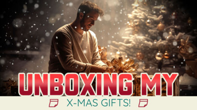 Placeit - YouTube Thumbnail Template for a Xmas Presents Unboxing Vlog