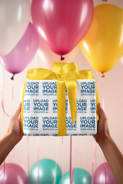 Placeit - Wrapping Paper Mockup Featuring an AI-Generated Woman Holding ...