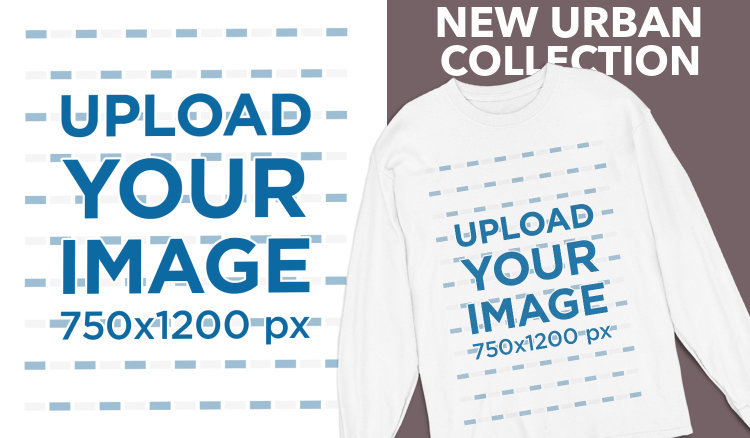 Placeit - Long-Sleeve Tee Mockup Featuring a New Collection Ad