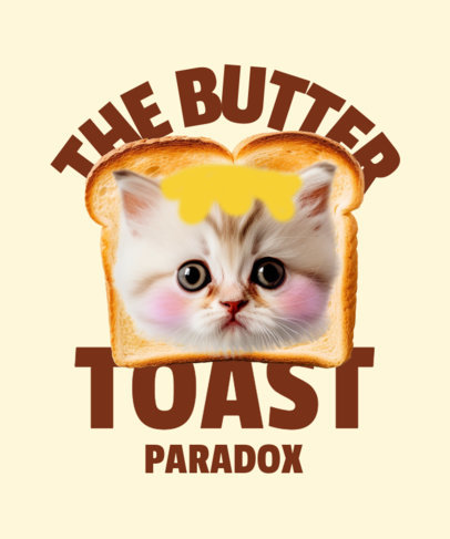 Placeit - T-Shirt Design Maker Featuring a Cat Butter Toast Graphic