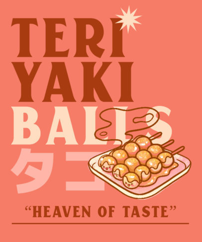 Placeit - T-Shirt Design Creator Featuring Smiling Teriyaki Balls with ...