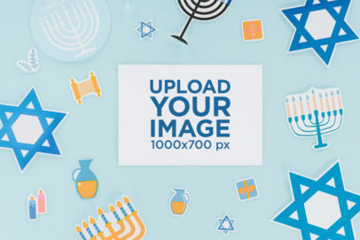 Placeit - Flyer Mockup Featuring Hanukkah-Themed Decorations