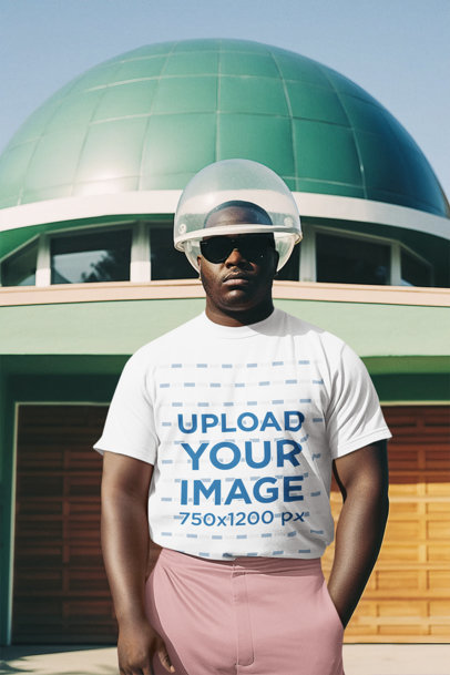 Placeit - Retro-Themed Mockup of an AI-Generated Man Wearing a Round ...