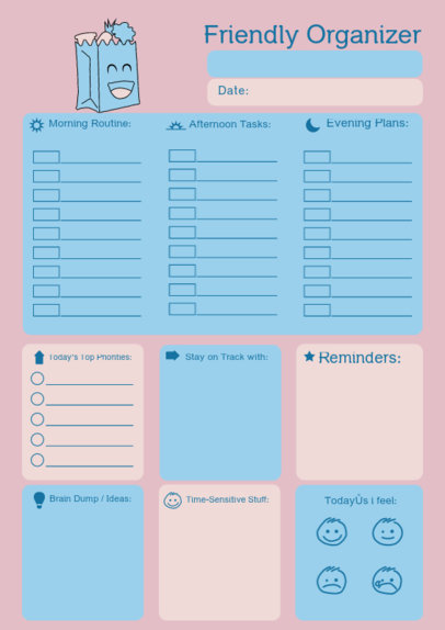 Placeit - Illustrated Planner Design Template Featuring Task Reminders ...