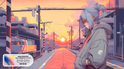 Placeit - Twitch Screen Maker Featuring an Illustrated Anime for Music ...