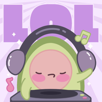 Placeit - Twitch Emote Design Generator Featuring a DJ Avocado Character