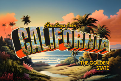 Placeit - Postcard Design Template with an AI-Generated California ...