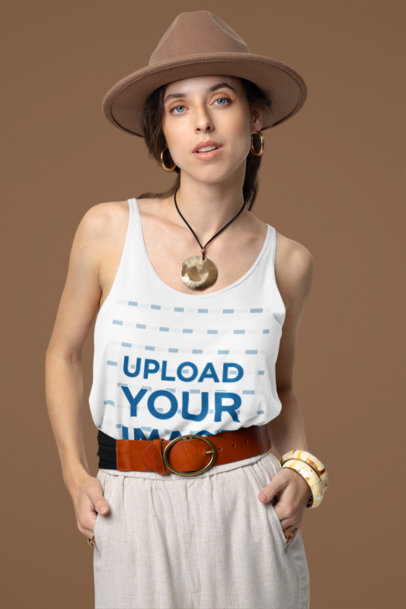 Placeit - Bella Canvas Tank Top Mockup Featuring a Woman Wearing a Boho ...