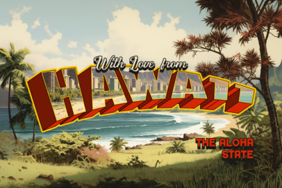 Placeit - Postcard Design Generator with a Hawaiian Beach Background ...