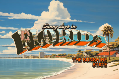 Placeit - Postcard Design Template Featuring a Florida Beach Illustration