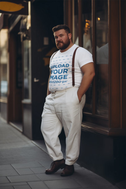 Placeit - Round-Neck T-Shirt Mockup Featuring an AI-Generated Bearded ...