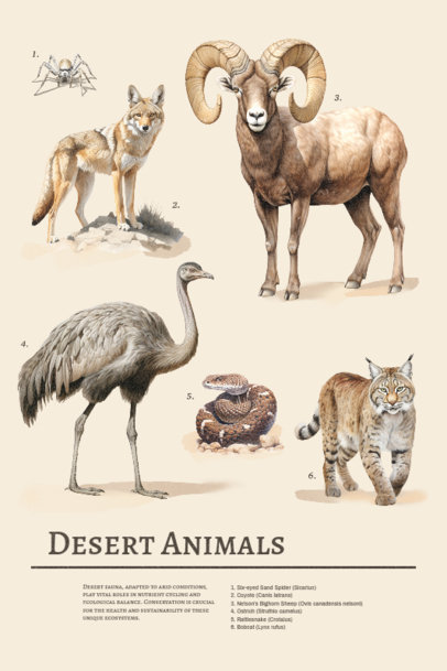Placeit - Art Print Design Generator Featuring Illustrated Desert Animals