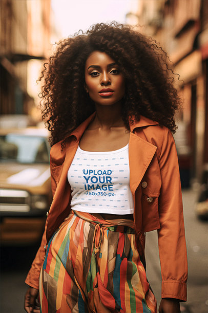 Placeit - Crop Top Mockup of an AI-Generated Woman Wearing a 90s-Styled ...