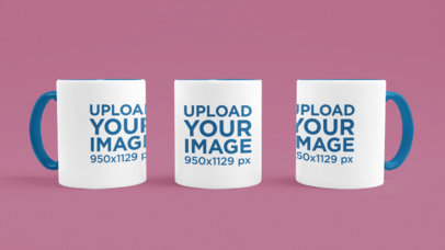 Placeit - Mockup of Three Colored Rim Coffee Mugs Placed on a ...