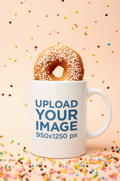 Placeit - Mockup of an AI-Generated Coffee Mug Featuring a Donut and ...