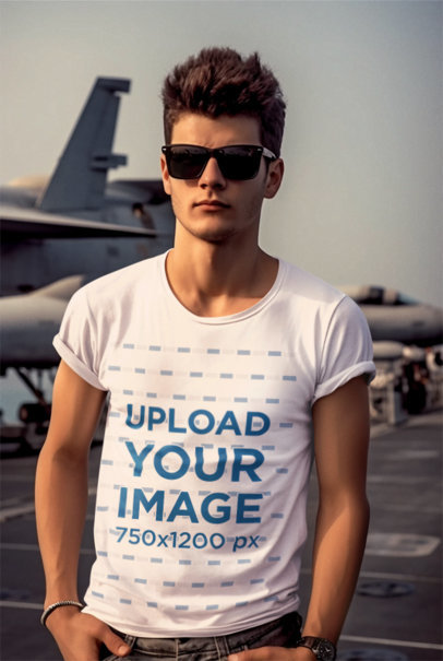 Placeit - Top Gun-Inspired Mockup Featuring an AI-Generated Man Wearing ...