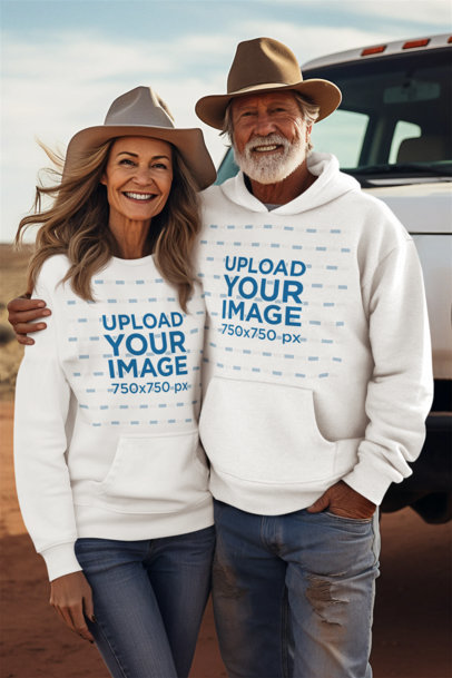 Placeit - Western-Aesthetic Pullover Hoodie Mockup Featuring a Happy ...
