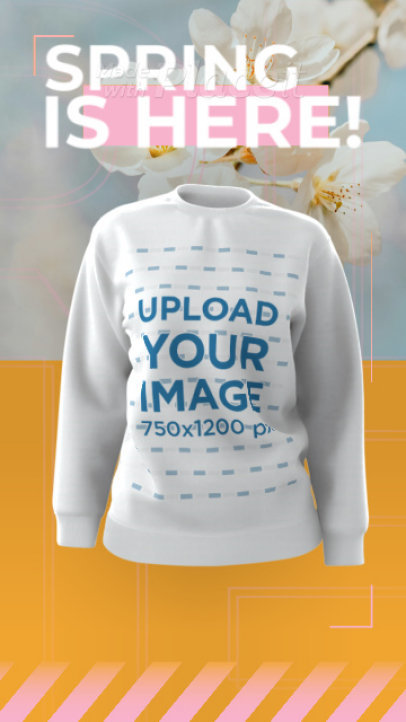 Placeit - 3D Sweatshirt Video Featuring an Ad for Spring Sales